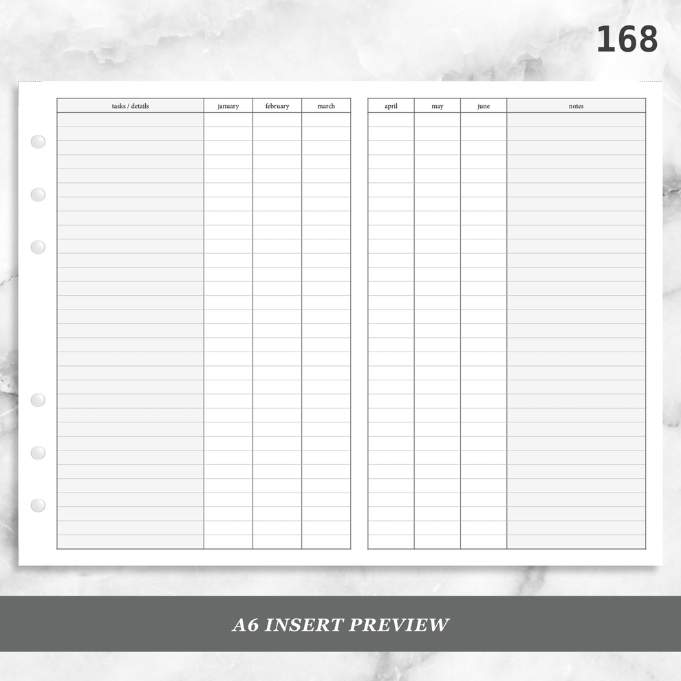 Planner Insert 168: Foldout Monthly Tracker Habit Log – Peanuts Planner Co.